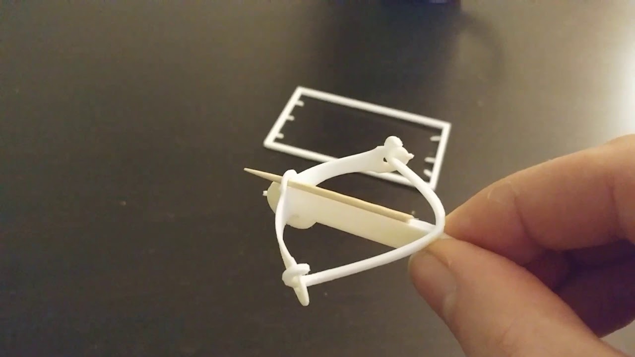 3D Printing Business card crossbow for toothpicks - YouTube
