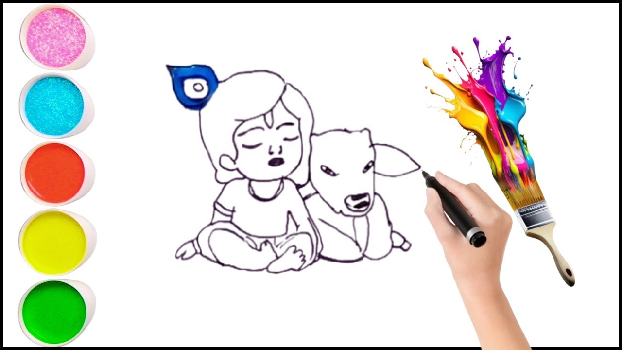 Krishna drawing, painting for kids, magic fingers art, kids drawing ...