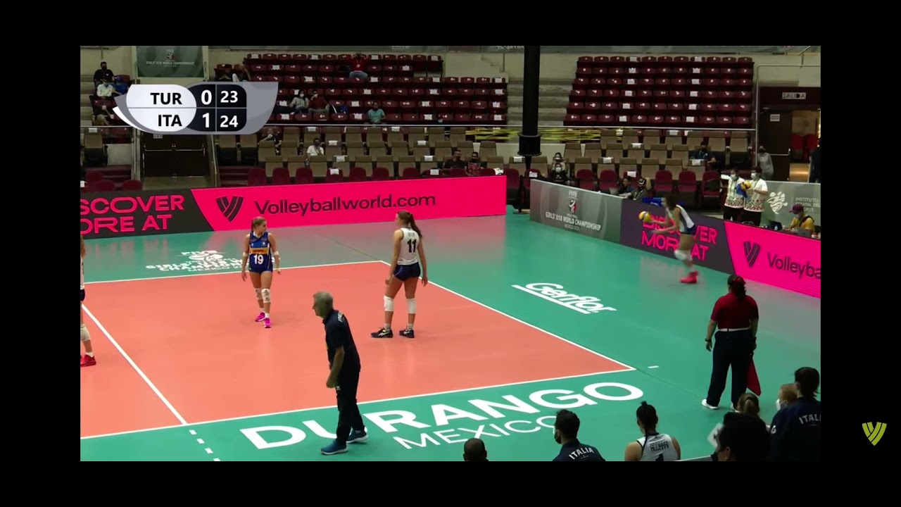 Julia Ituma finishing second set. Italy Turkey. 2021 FIVB volleyball ...