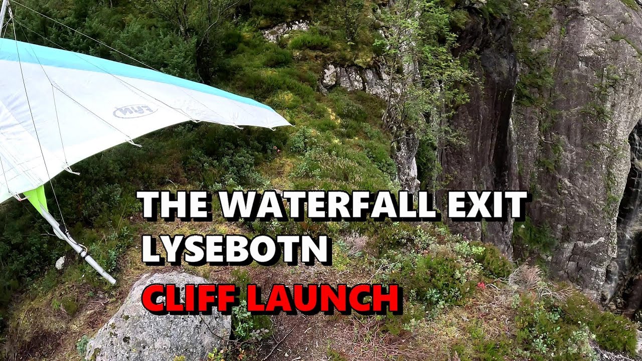 LYSEBOTN WATERFALL CLIFF EXIT ( setting up the glider ) - YouTube