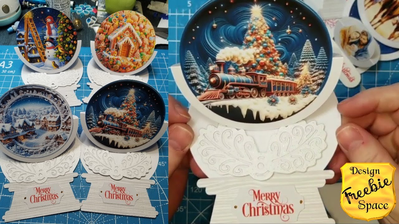 Snow globe Easel Cards with Design Space and Creative Fabrica - YouTube