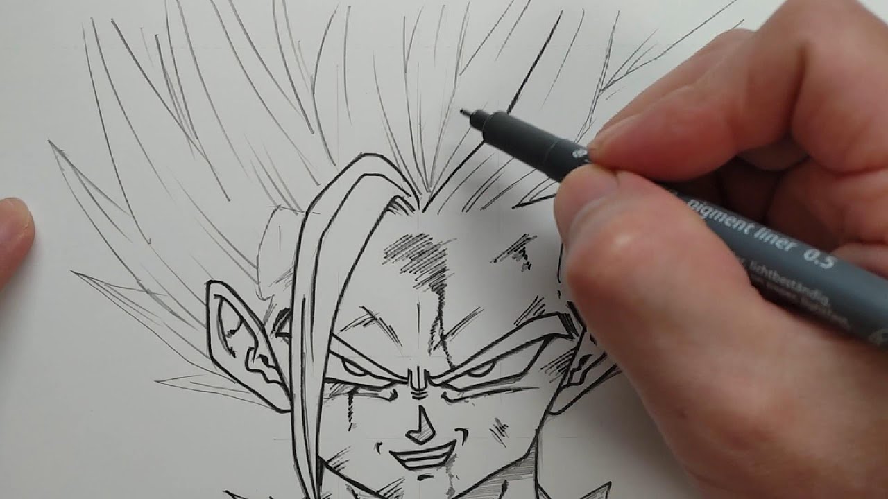 How to draw『DRAGON BALL』super saiyan2 songohan - YouTube