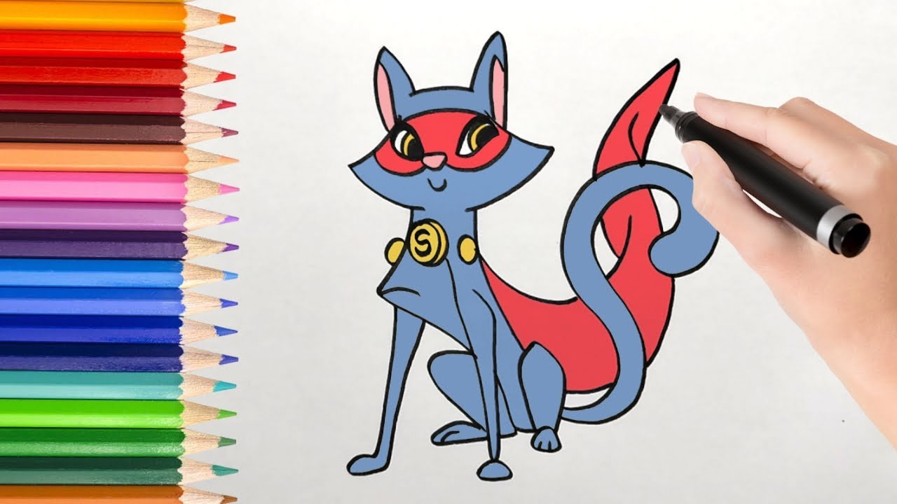 How to draw cartoon super cat - YouTube