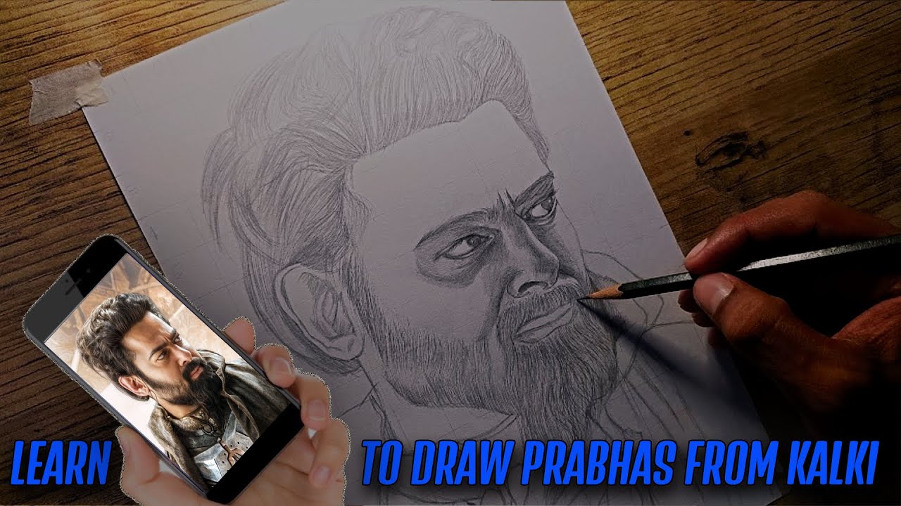Draw With Me - How To Draw Kalki Poster Drawing, Prabhas Drawing ...