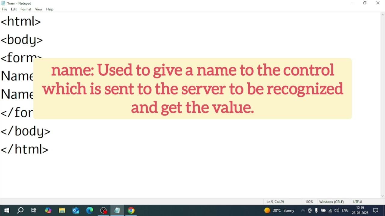 Input type text in html | html input attributes | #html #forms #adca # ...