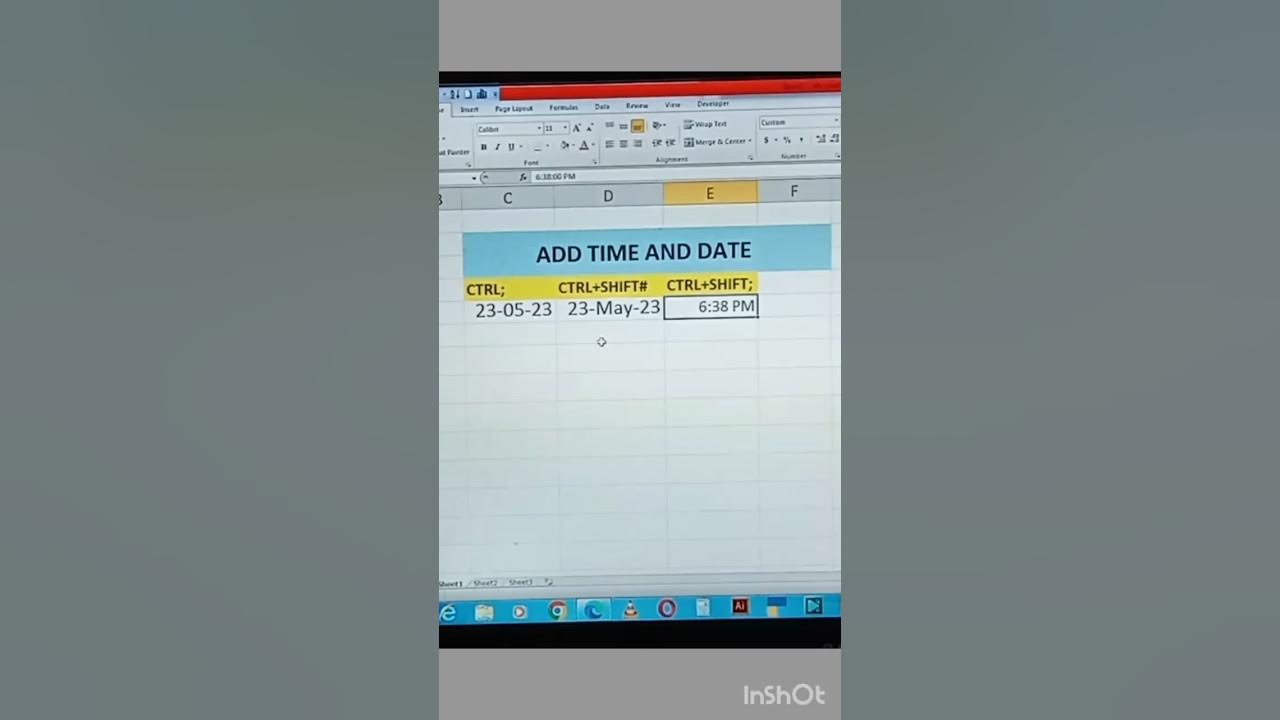 Shortcut For Add Time And Date Viralexceltricks Youtubeshorts Youtube