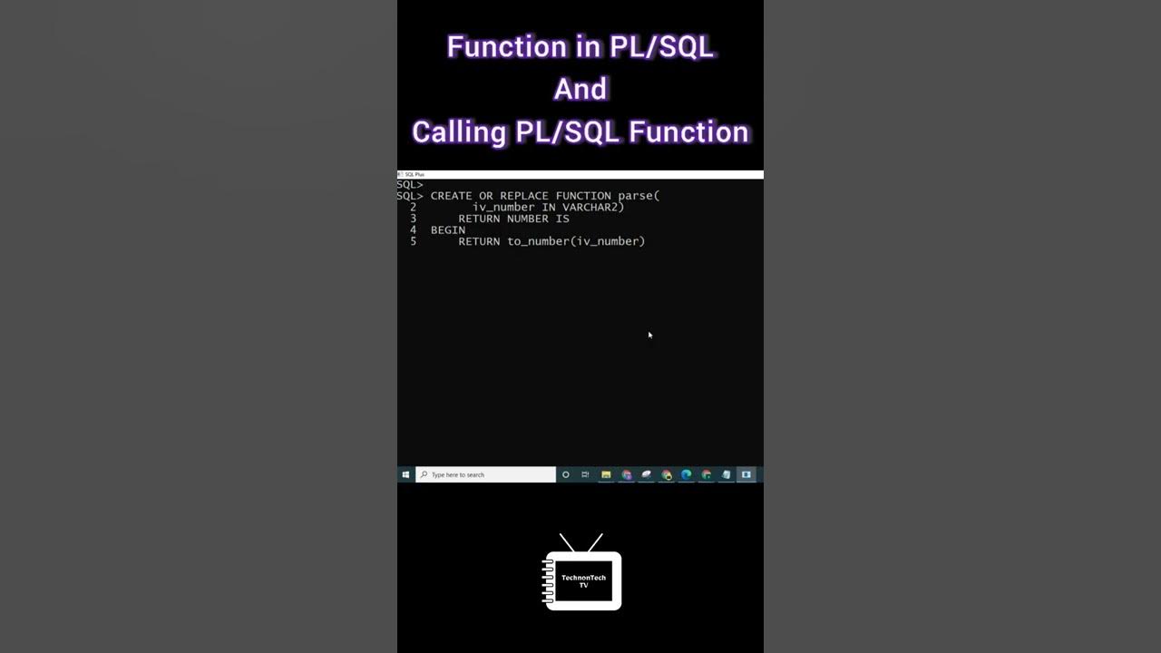 Function that parses the string and return number in PL/SQL | Functions in Plsql | TechnonTechTV ...