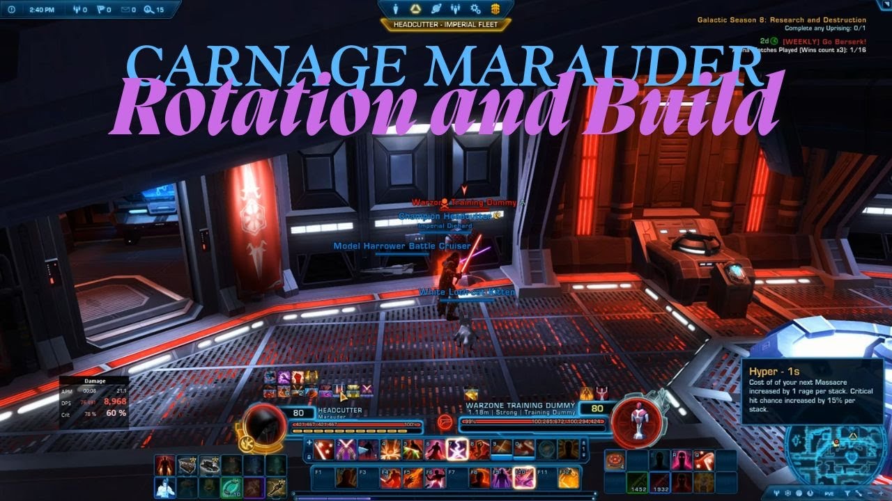 SWTOR Carnage Marauder Rotation and build Explained 30K opener (With ...