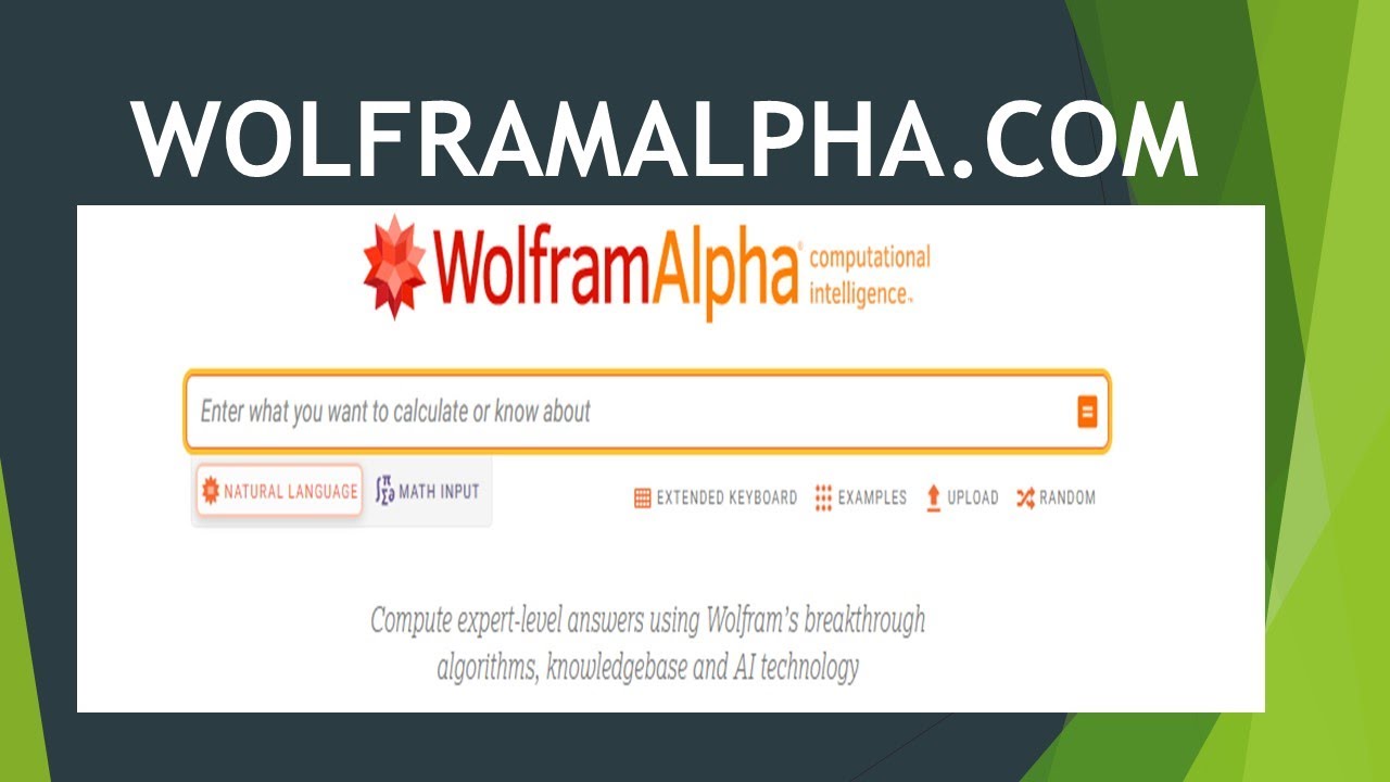 WOLFRAMALPHA COM THE EDUCATIVE WEBSITE - YouTube