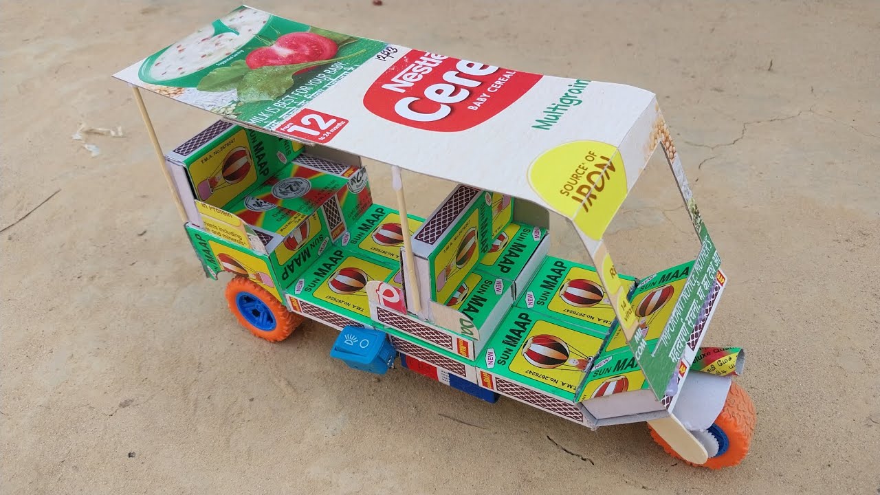 How to Make Tuk Tuk Auto Rickshaw at home | Diy matchbox Auto Rickshaw ...