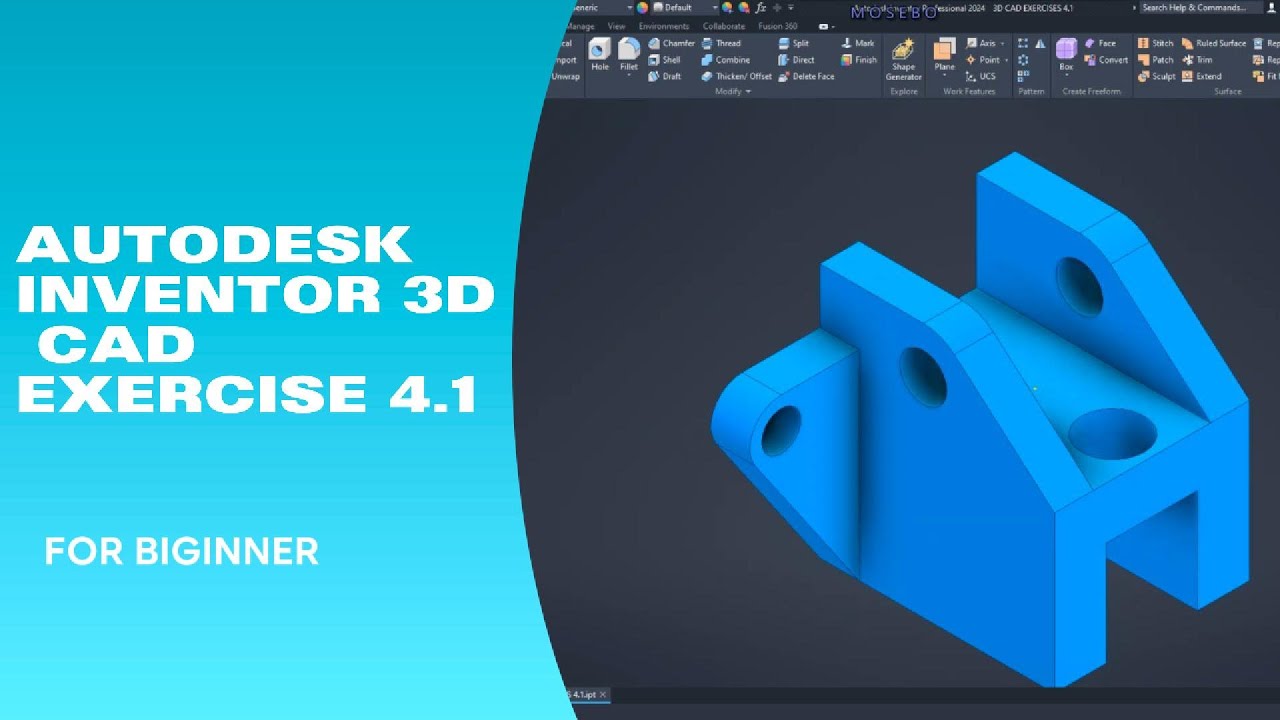 AUTODESK INVENTOR 3D CAD EXERCISE 4 1 - YouTube