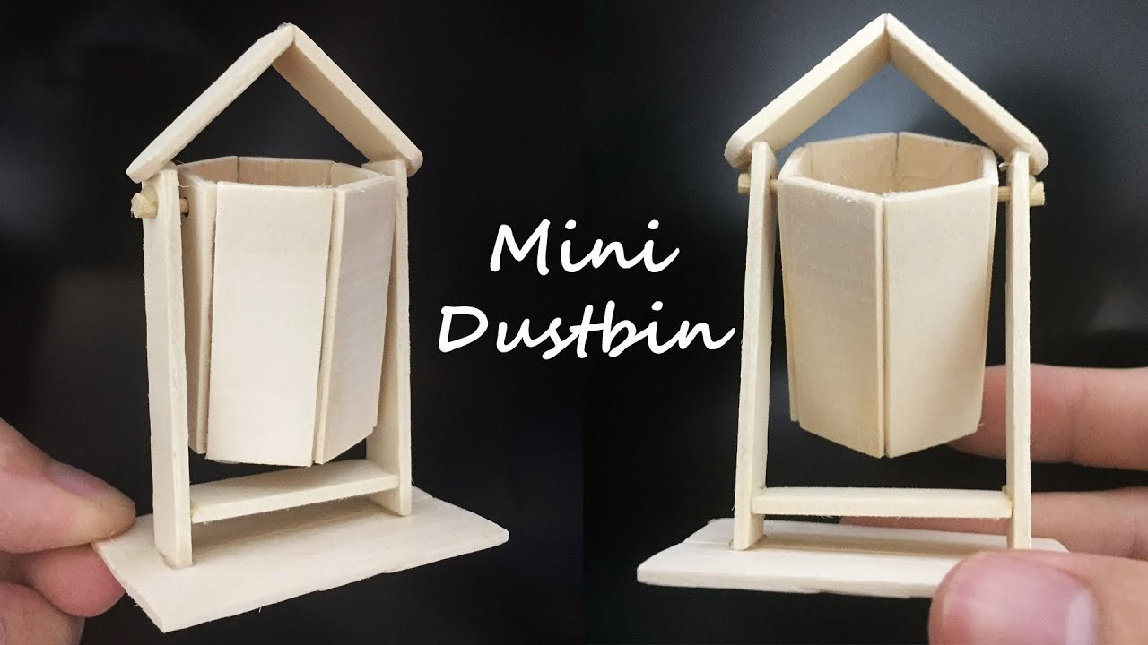 How To Make Dustbin By Using Popsicle Stick | Stick Craft Ideas | Diy ...