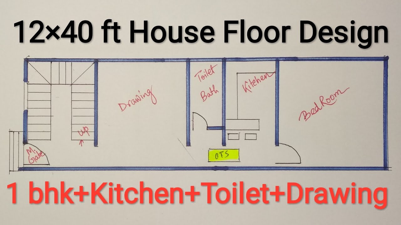 12x40 ft small house floor plan||small floor sketch||ghar ka naksa||480 ...