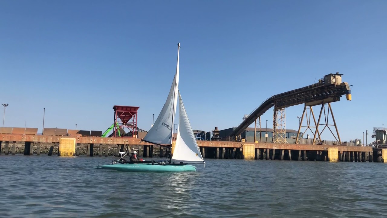 WindRider-16, with jib, on Redwood Creek - YouTube