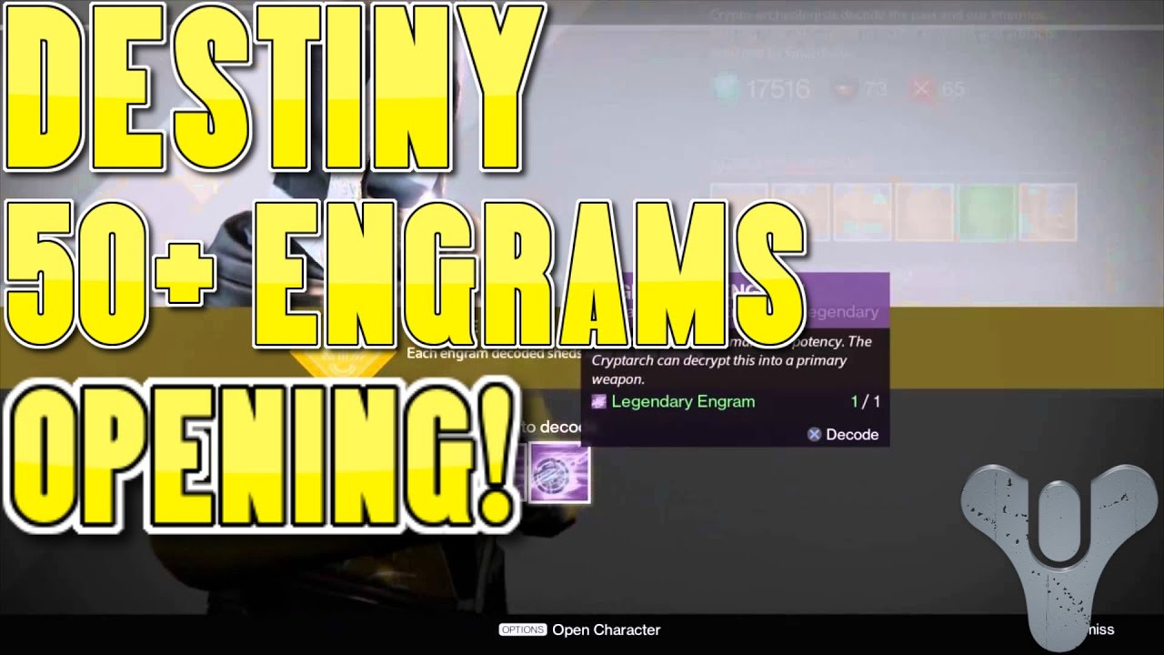 Destiny: Decrypting 50+ Rare Engrams (Opening Fifty Blue Engrams) - YouTube