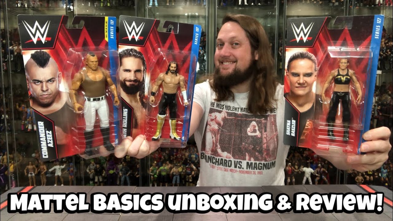 WWE Mattel Basics Unboxing Commander Azeez, Seth Rollins & Shayna ...