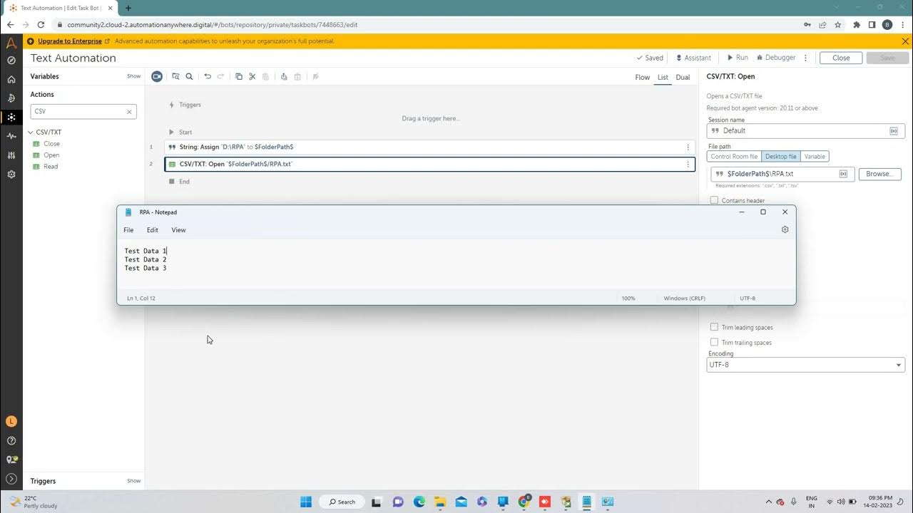 Text File automation Using A360 - YouTube