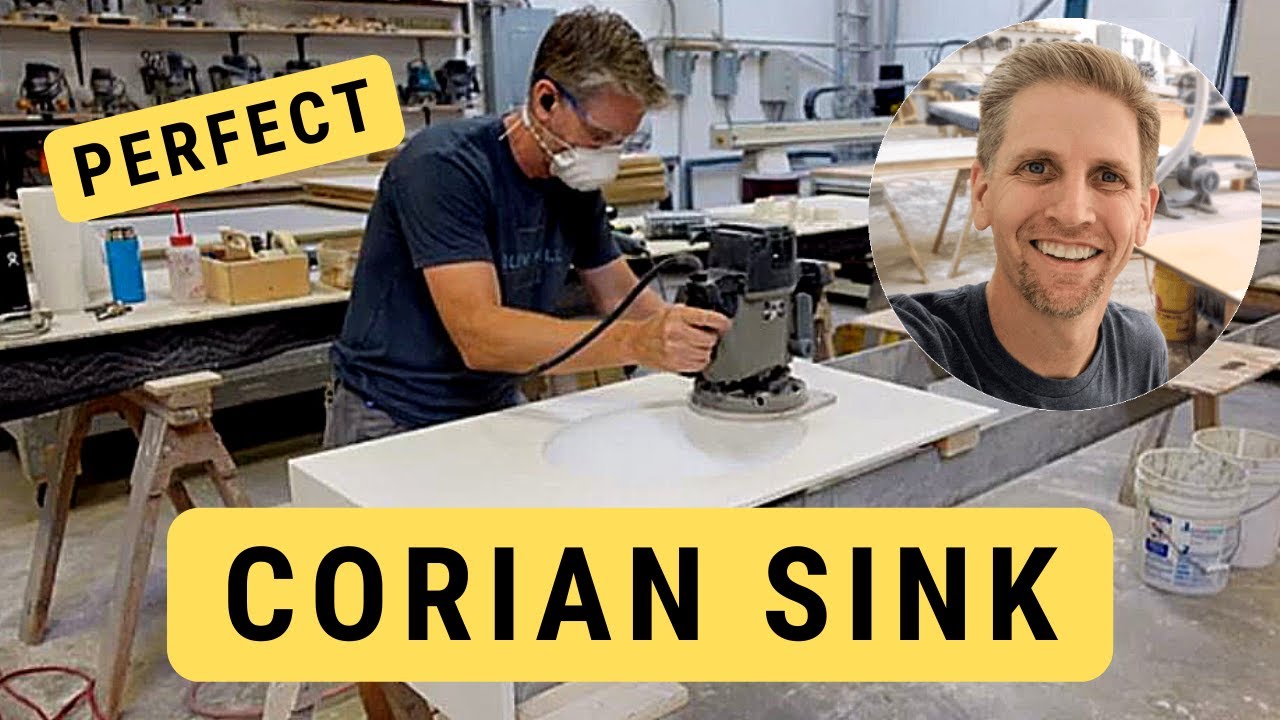 Solid Surface Seamless Sink Trimming in Corian Countertop - YouTube