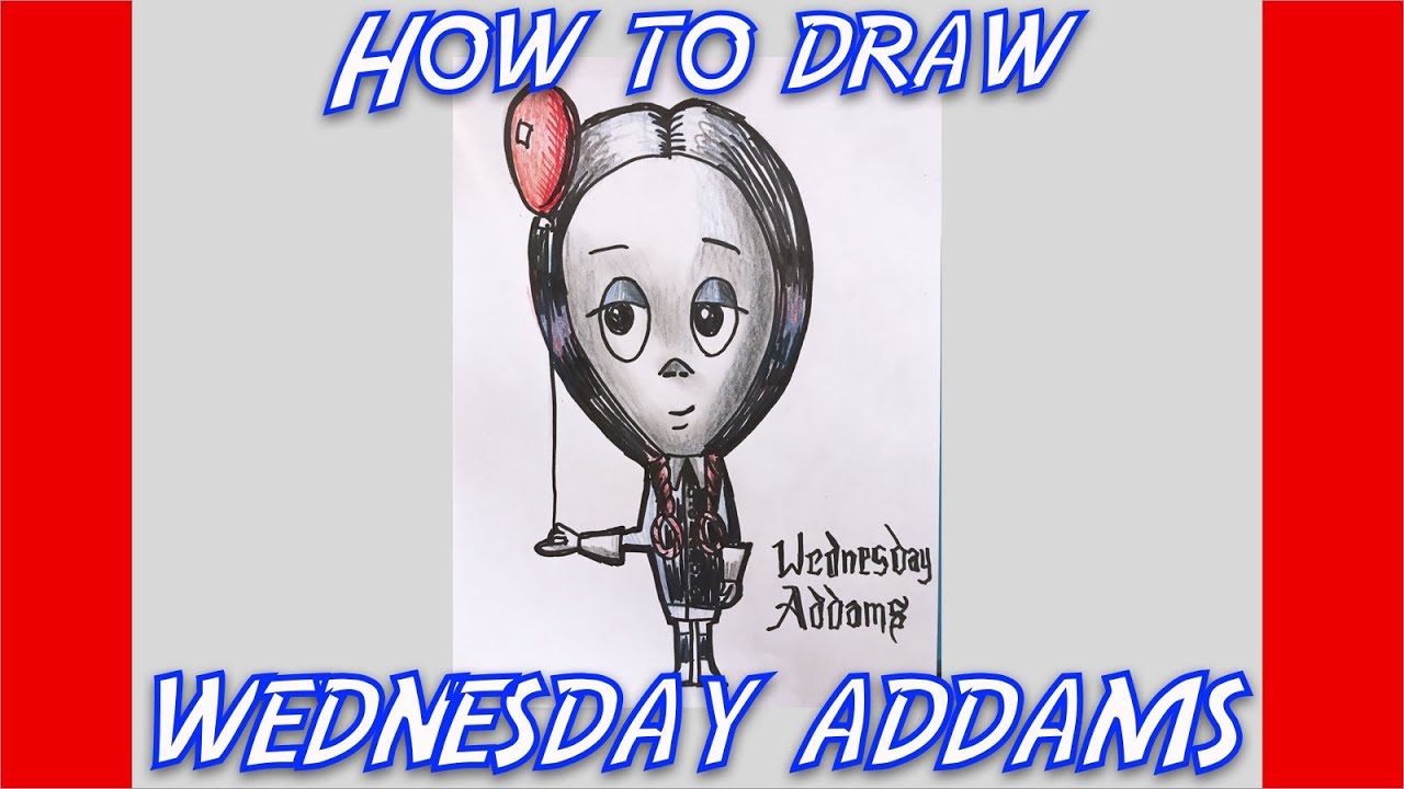 How to draw Addams family Wednesday - YouTube