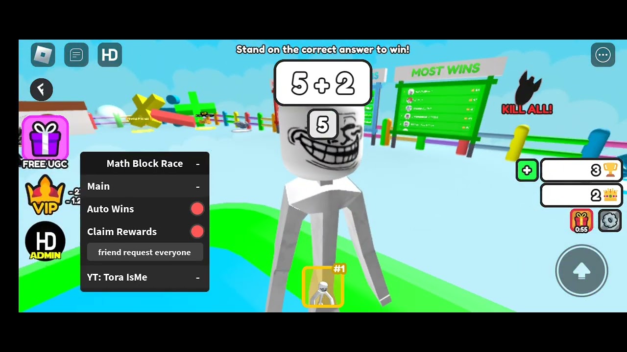 [FREE UGC!]MATH BLOCK RACE SCRIPT PASTEBIN AUTO WINS🏆 & AUTO FRIENDS🤝 ...