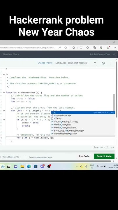 Hackerrank New Year Chaos Problem Solution In Javascript Javascript Dsa Hackerrank Leetcode