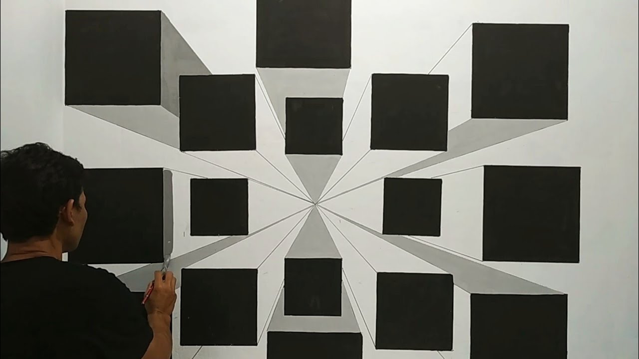 OPTICAL ILLUSION 3D WALL PAINTING | WALL ART DESIGN | EFFECT 3D - YouTube
