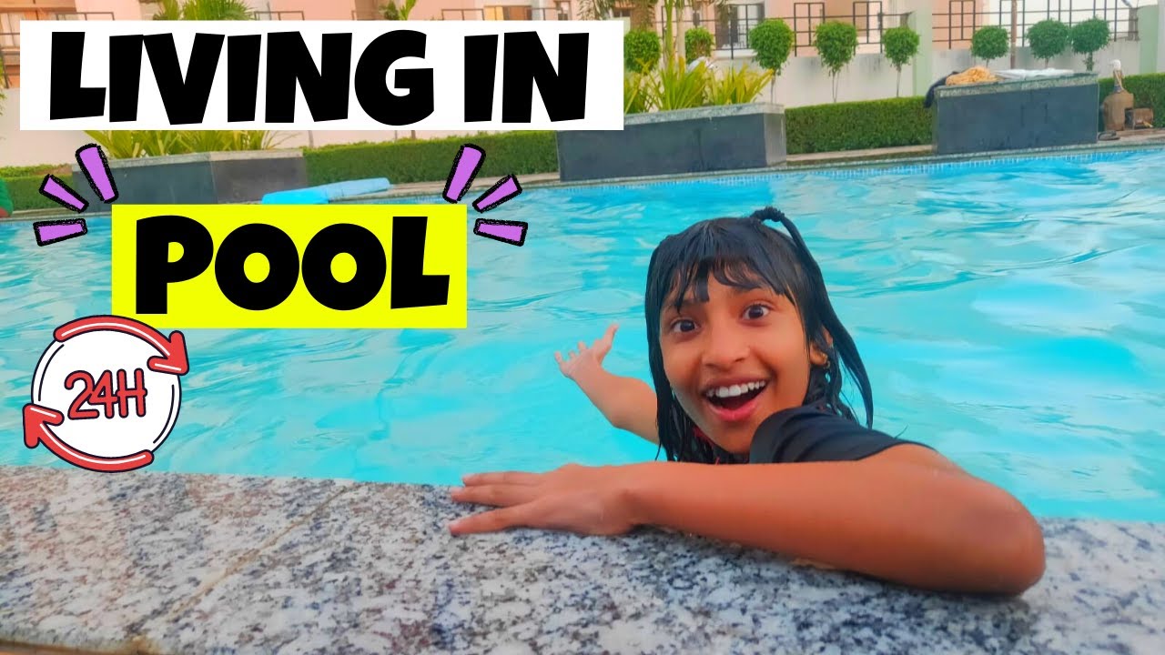 Living In a * SWIMMING POOL * for 24 Hours | 24 Hour Challenges | Pool ...