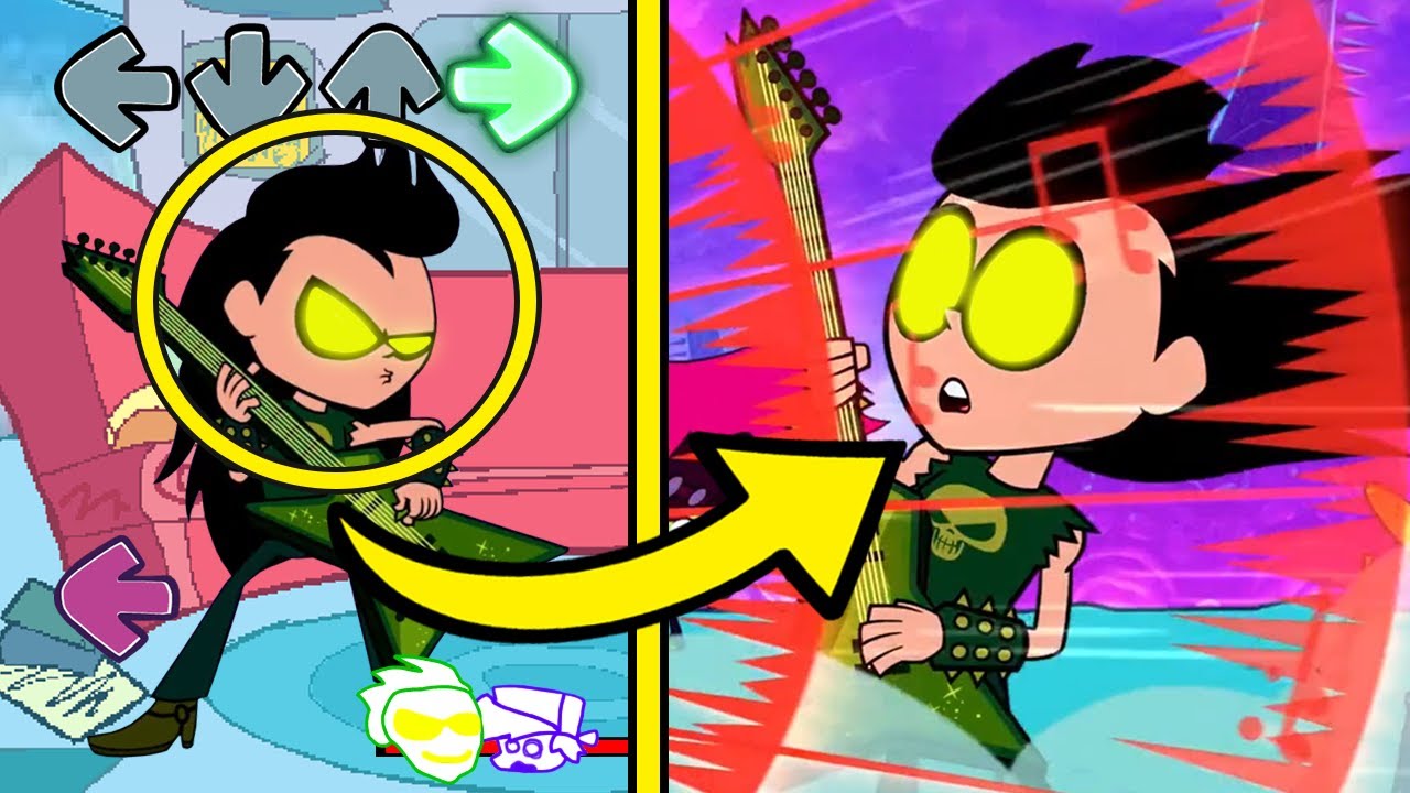 References in FNF VS Corrupted Robin (FNF Teen Titans Go!) - YouTube