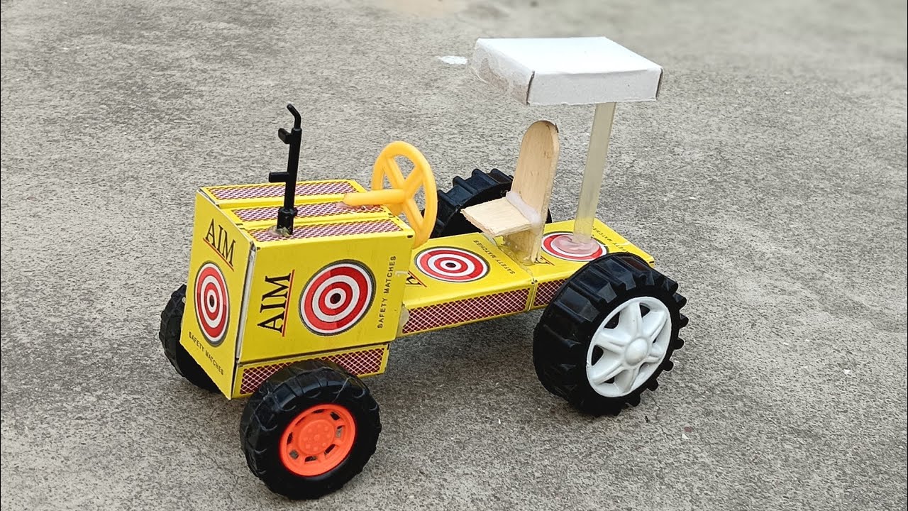How to make a tractor from matchbox at home - Amazing mini tractor ...
