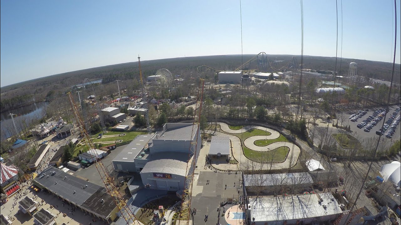 [4K] Ultra HD Parachute Jump Tower at Six Flags Great Adventure Theme ...