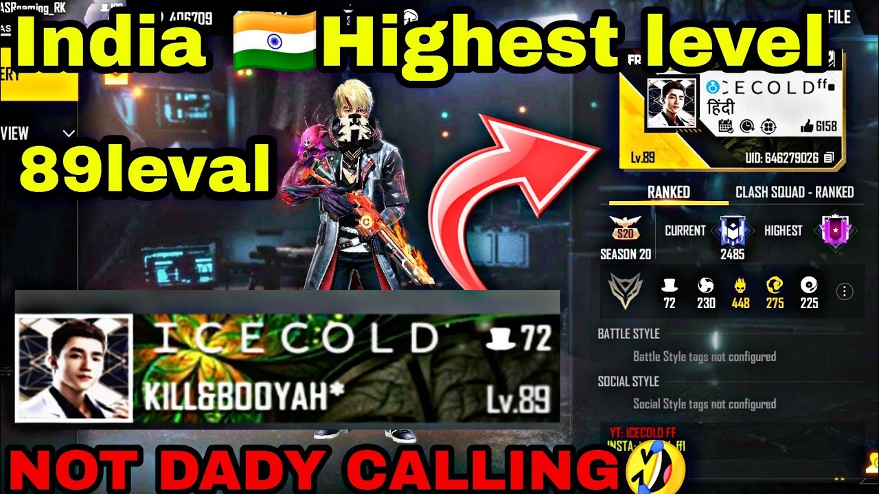 TOP 5 HIGHEST LEVAL PLAYERS IN FREE FIRE 2021 | TOP 5 HIGHEST LEVEL ID ...