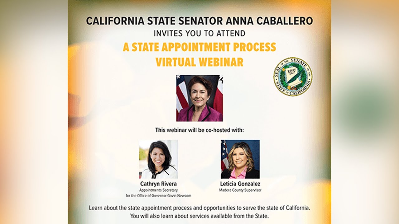 Senator Caballero: A State Appointment Process Virtual Webinar - YouTube