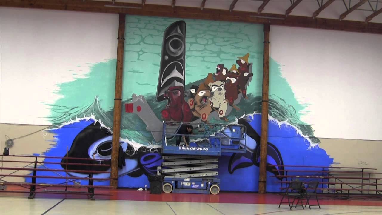 Toma Villa & Suquamish Chief Kitsap Academy Mural TimeLapse - YouTube