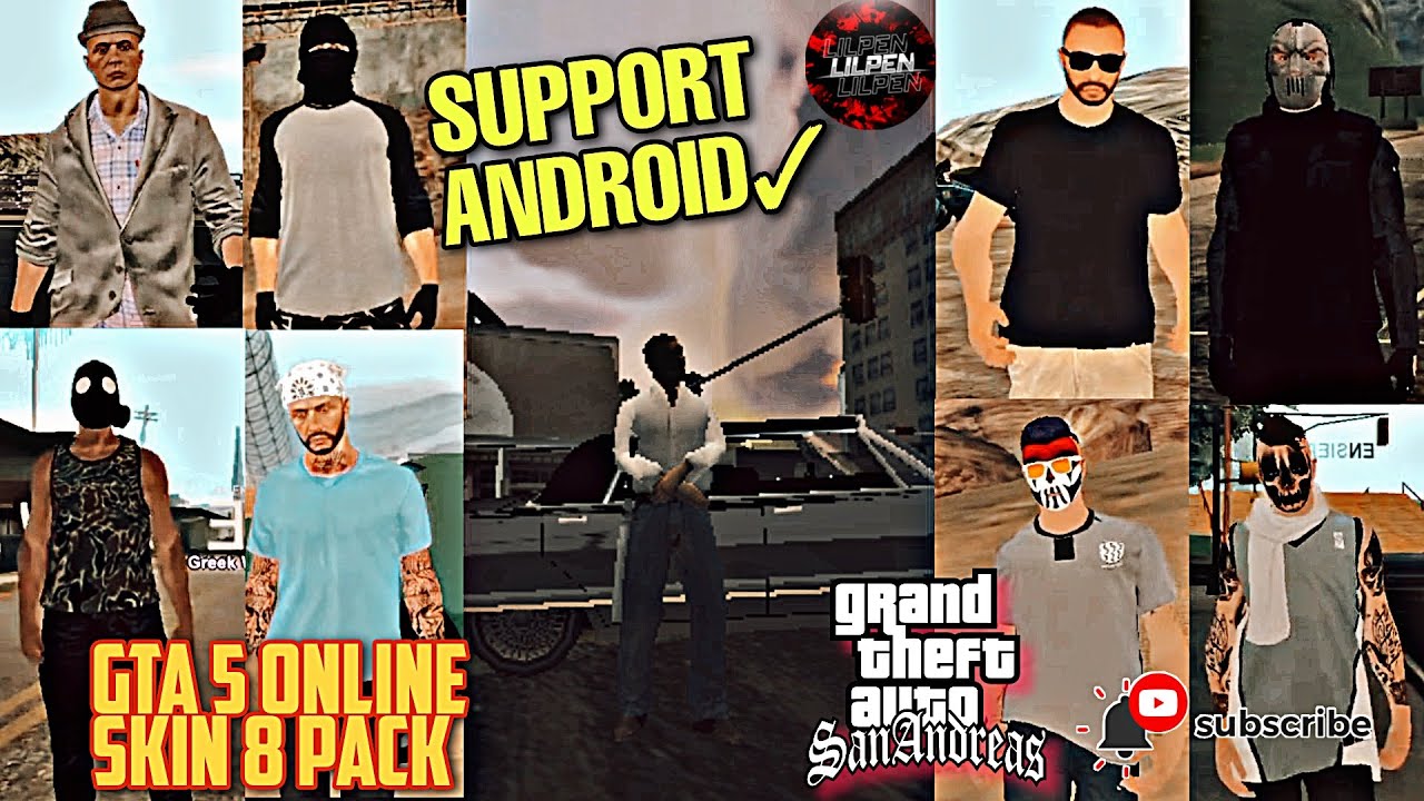 SKIN PACK GTA V ONLINE HD || FOR GTA SA ANDROID || SUPPORT SAMP - YouTube