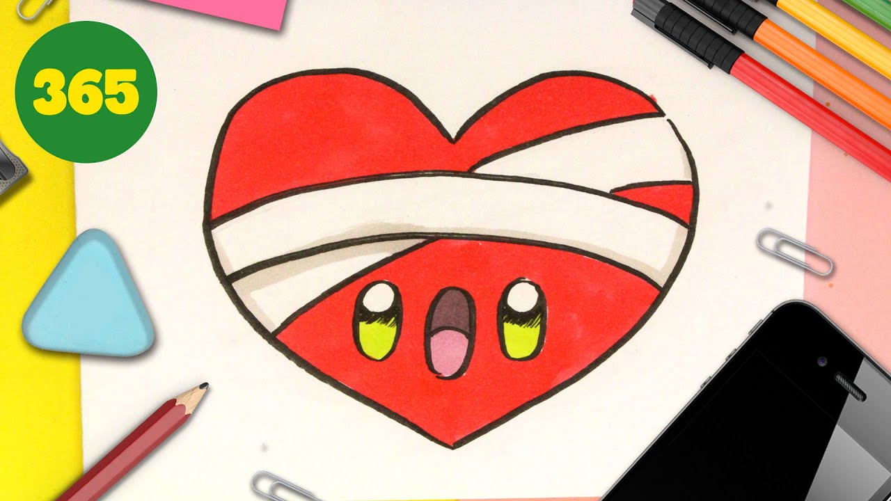 HOW TO DRAW A CUTE HEART STEP BY STEP - YouTube