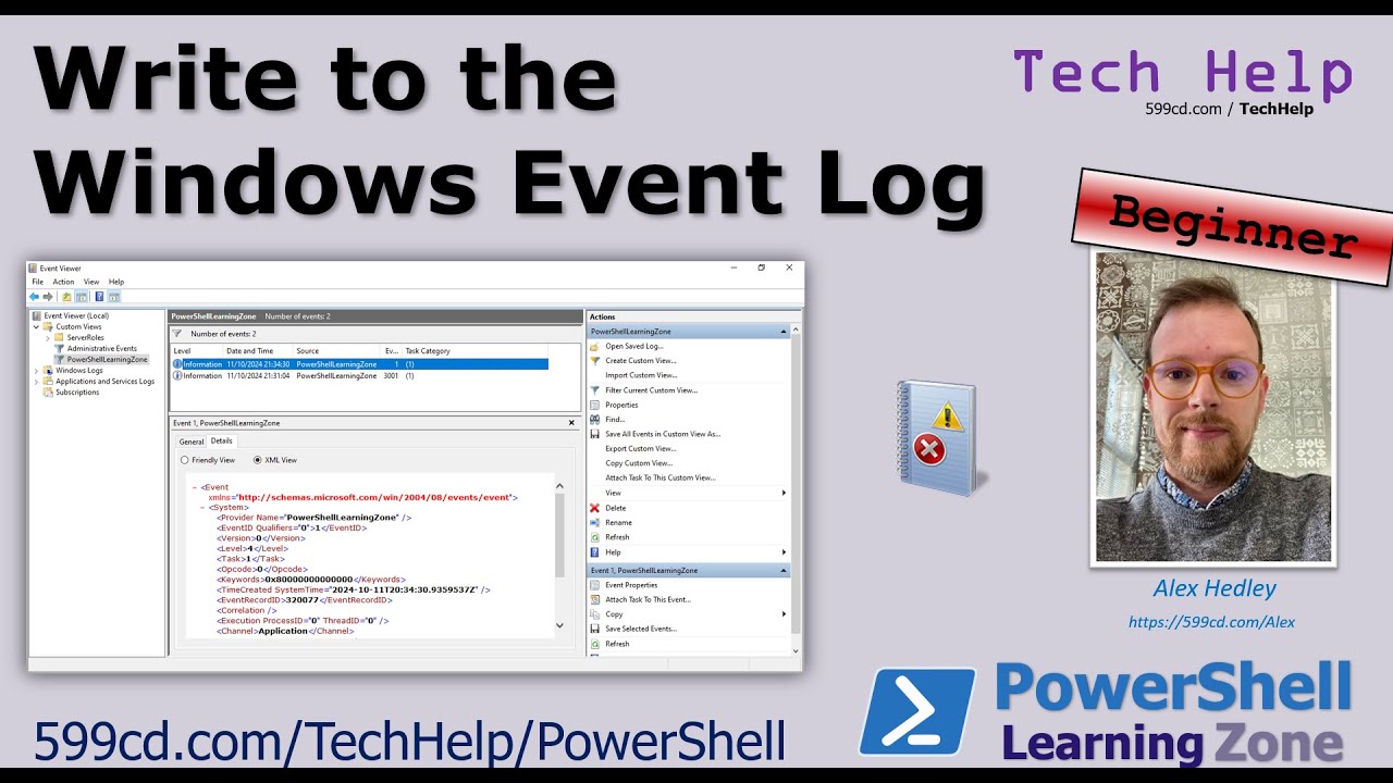 Write to the Windows Event Log in PowerShell - YouTube