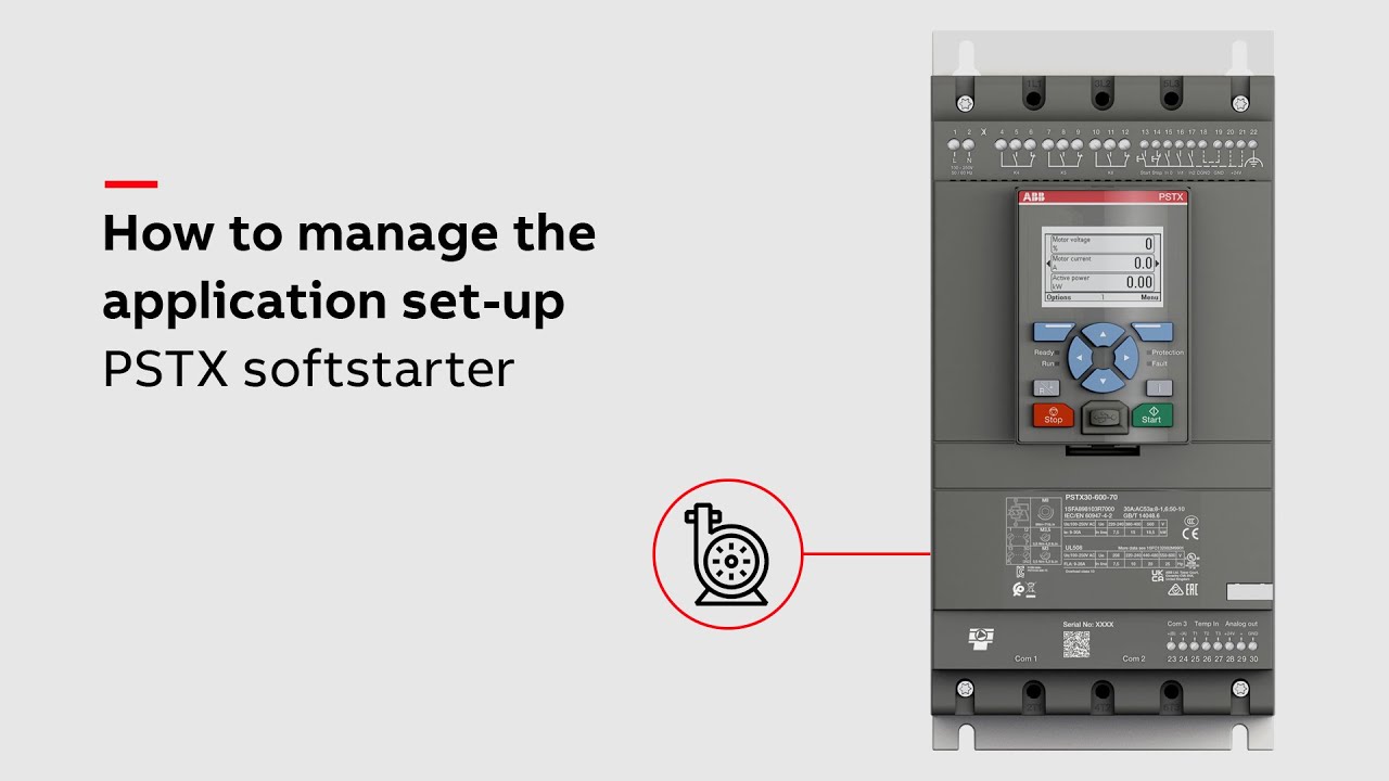 How manage the application set-up on PSTX softstarter - YouTube