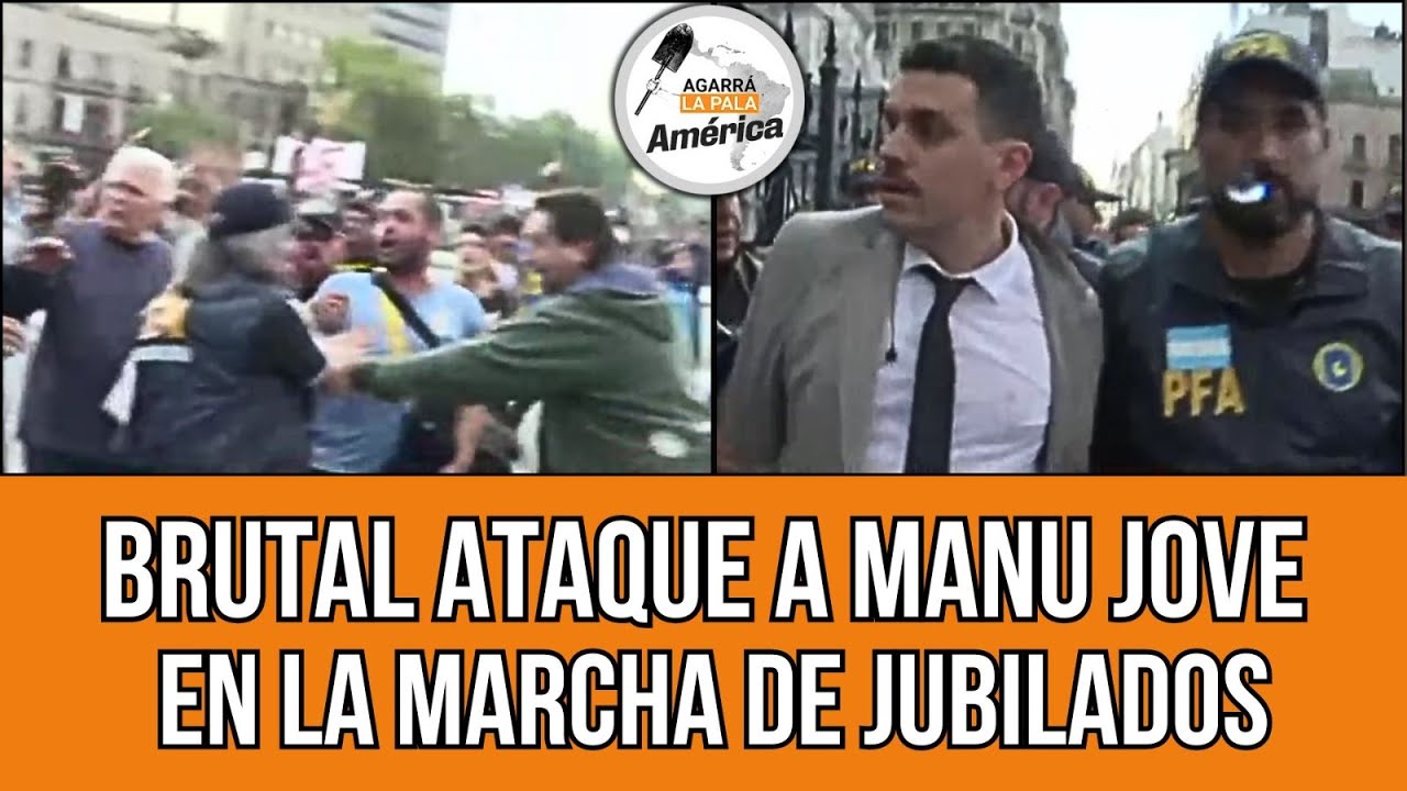 BRUTAL ATAQUE A MANU JOVE EN LA MARCHA DE JUBILADOS - YouTube