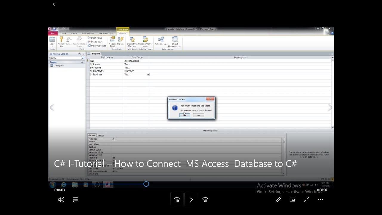 C I Tutorial How To Connect Ms Access Database To C In Pashto 5382