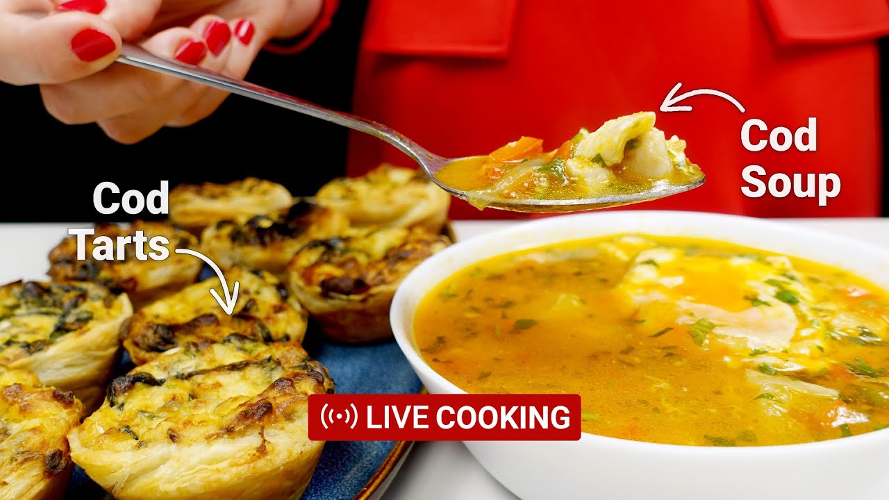 ️ LIVE Cooking 111 - Cod Soup (Sopa de Bacalhau com Ovos), Cod Tarts ...