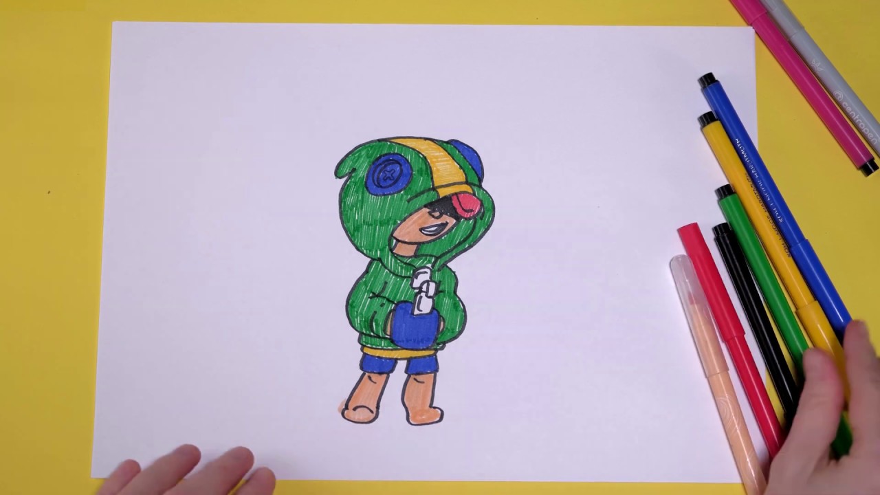 How to draw and color Brawl Stars Leon - YouTube