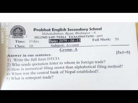 Account Question for SEE 2079,2nd Mid Term Exam 2079 - YouTube