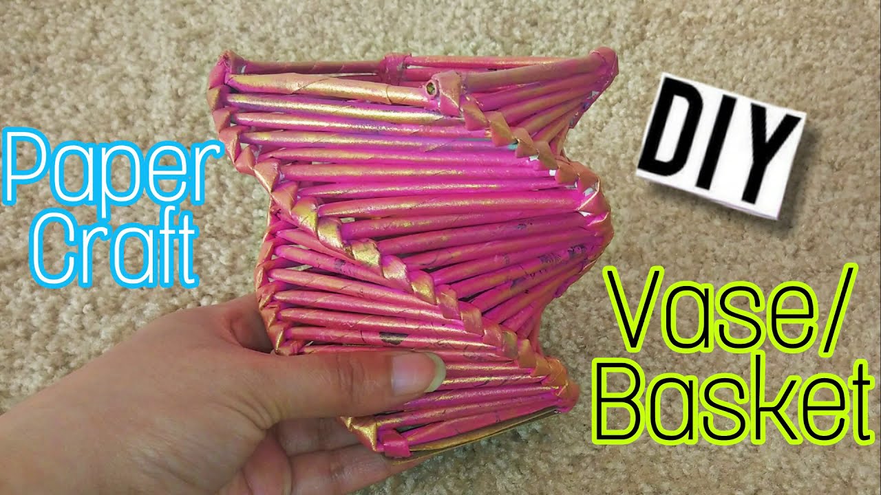 Paper Pen Stand || Paper Basket || Paper Tube Weaving Crafts || Easy ...