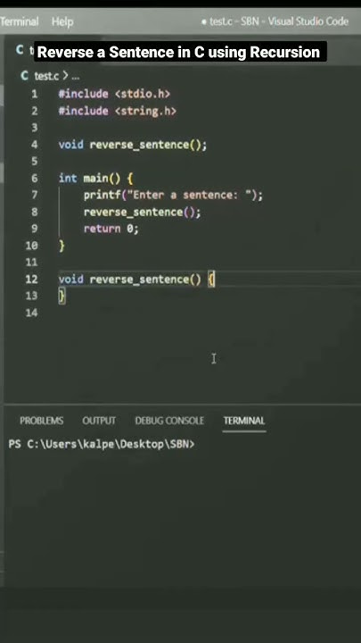 Reverse A Sentence In C Using Recursion C Program Cprogramming Coding Cprogram Shorts
