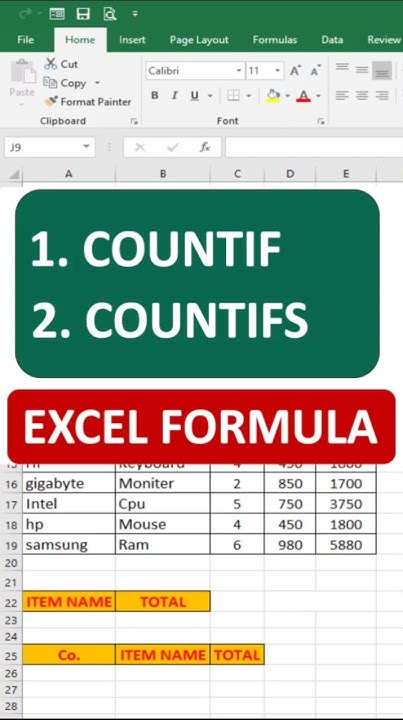 COUNTIF and COUNTIFS Formula in Excel | How to Use COUNTIF & COUNTIFS Functions #excel # ...