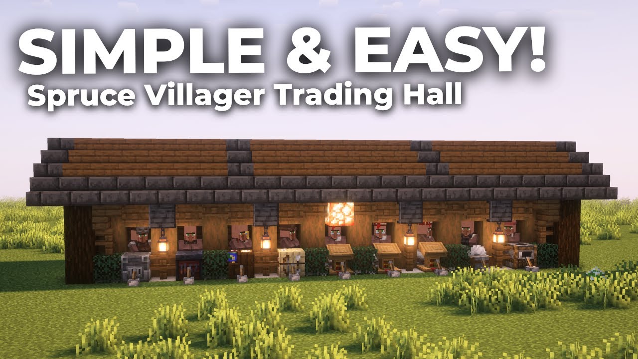 SIMPLE & EASY!! Spruce VILLAGER TRADING HALL || Minecraft 1.21.11 ...
