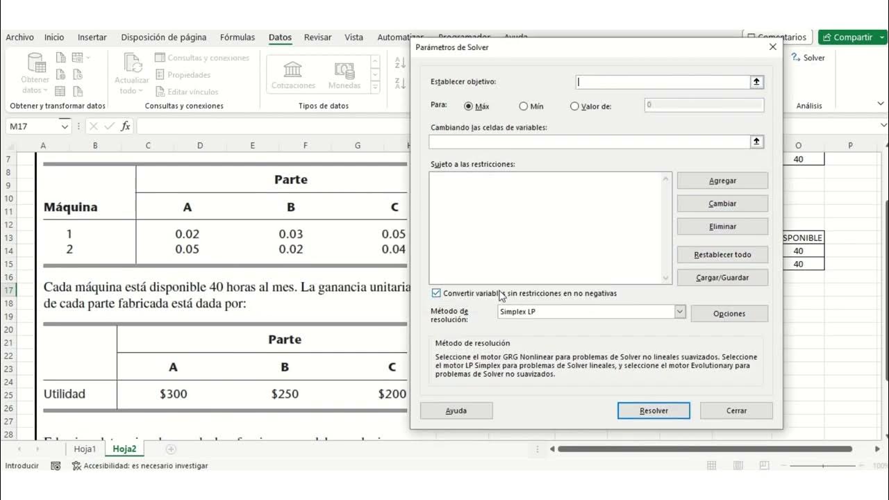Método Simplex utilizando Solver de Excel - YouTube