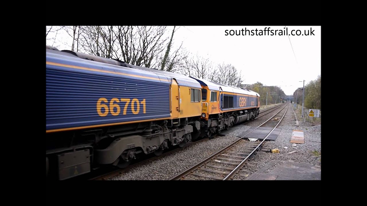66733 & 66701 freight train through Lichfield City & Sutton Coldfield ...