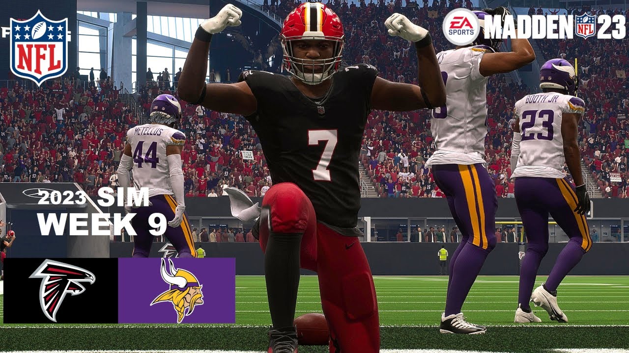 Madden 23 Bijan Robinson Falcons vs Vikings Simulation Week 9 2023 (Madden 24 Roster) 4k Game ...