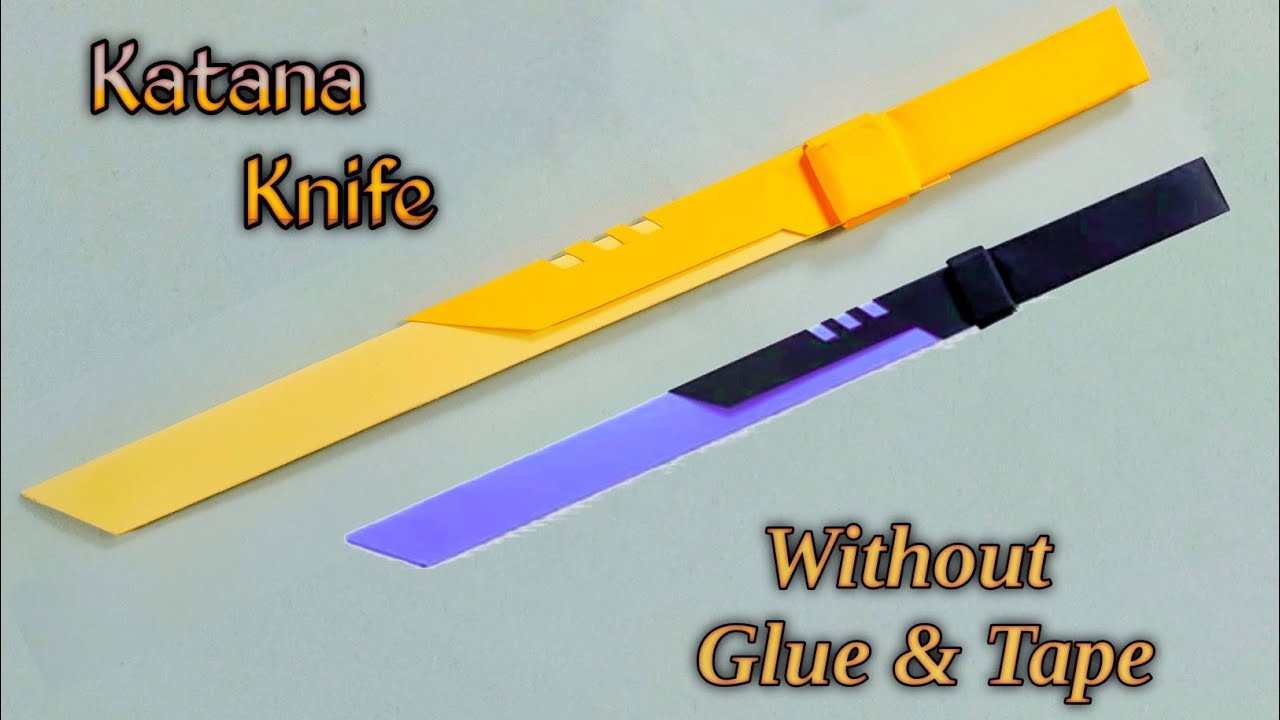 How to make a paper katana knife / No Glue origami knife / Ninja weapon ...